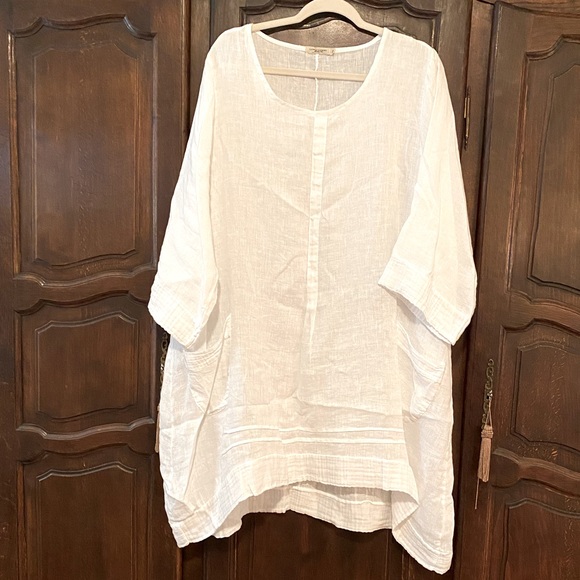 Lungo D’Arno | Tops | Luxury Italian Linen Long White Tunicdress W ...